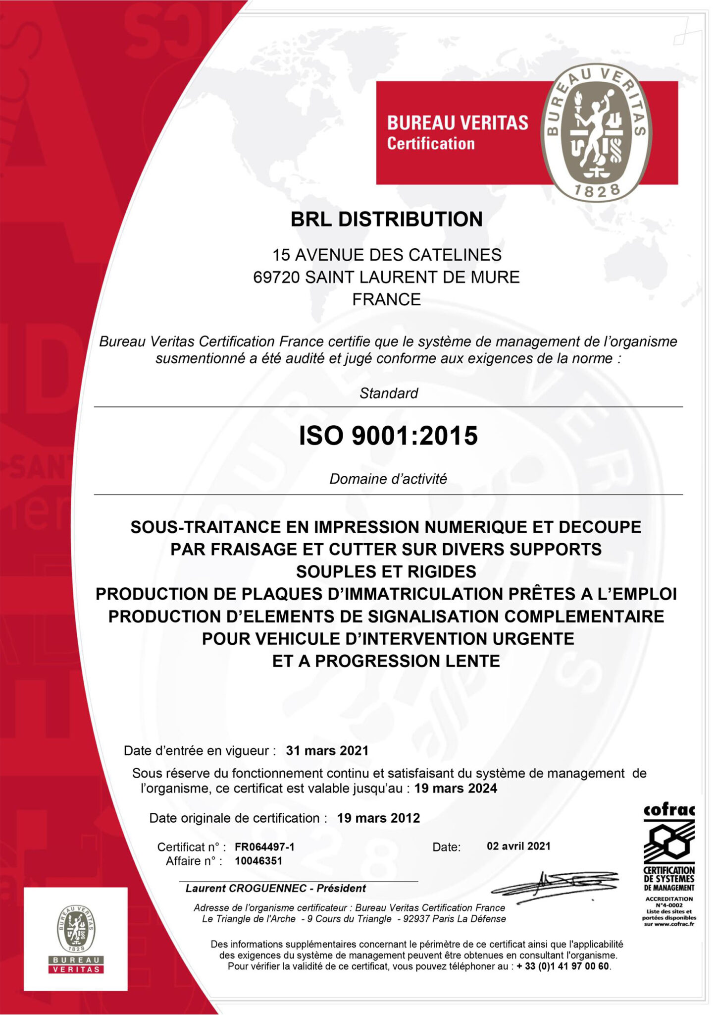 Certifications et homologations ISO 9001 - Ma Plaque Auto
